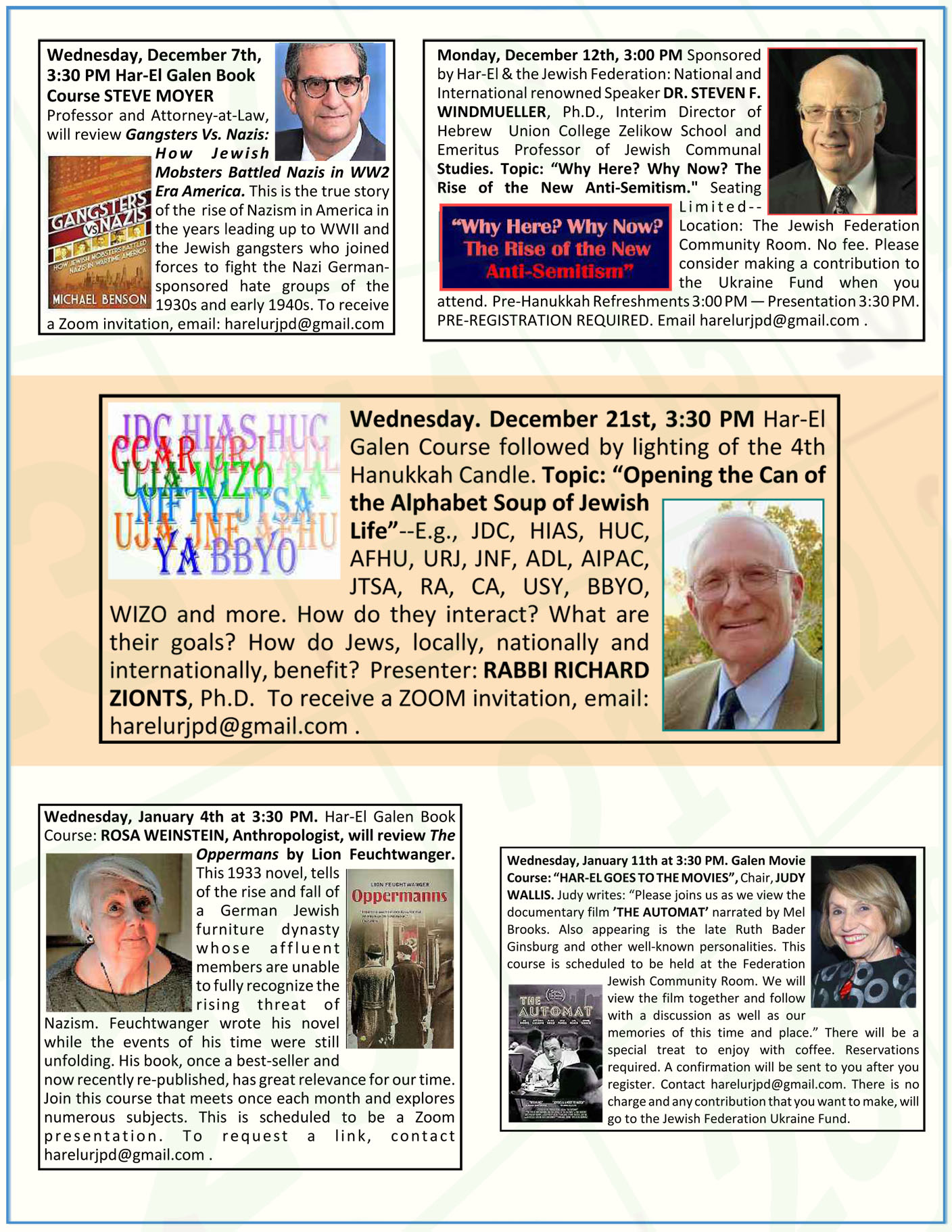 Monthly Calendar - HAR-EL, MEMBER UNION FOR REFORM JUDAISM, THE MODERN ...